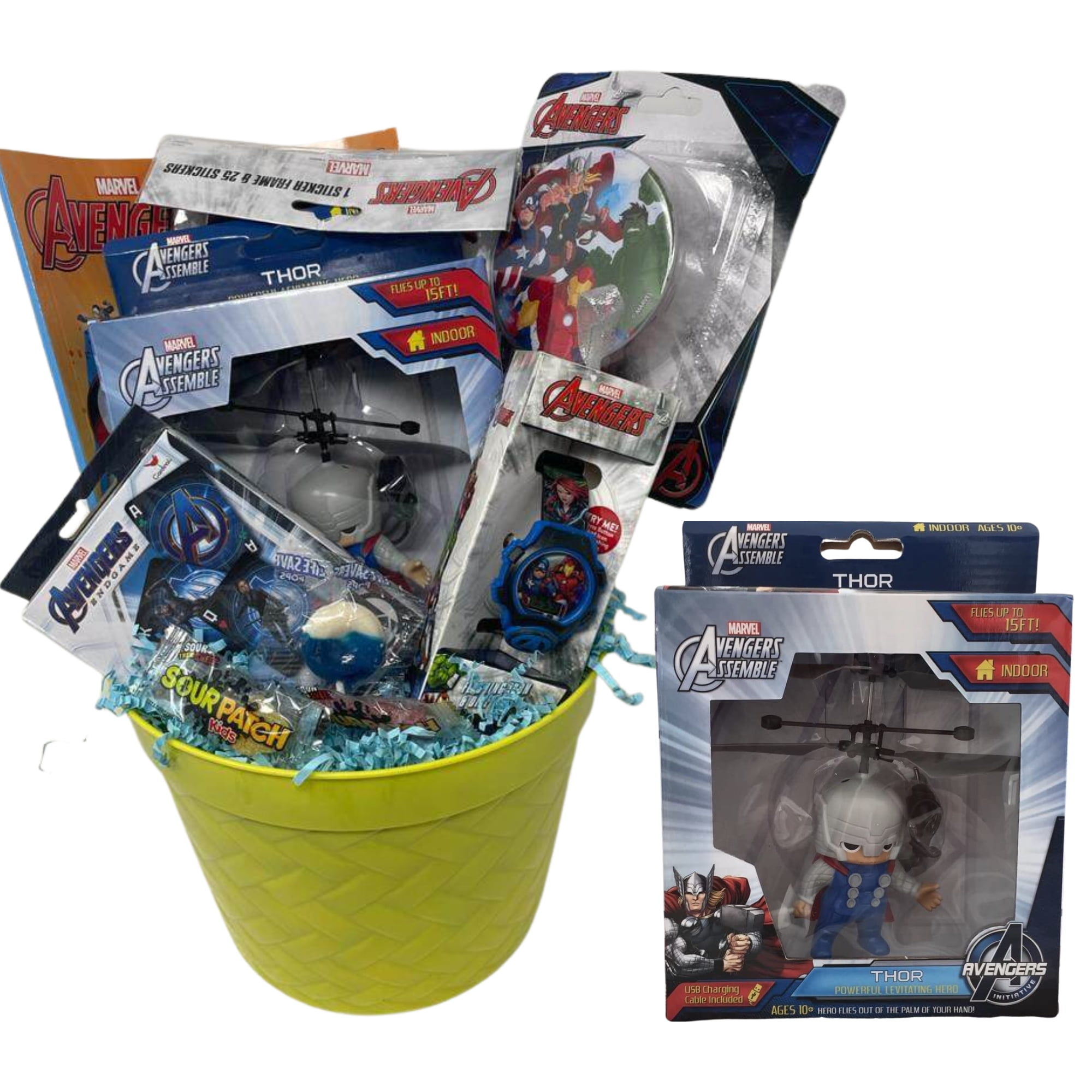 Marvel Easter Gift Basket Includes Avengers Heliball Flying Helicopter ...