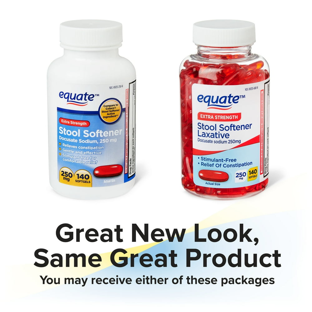 Equate Extra Strength Stool Softener Laxatives, Docusate Sodium 250 mg ...