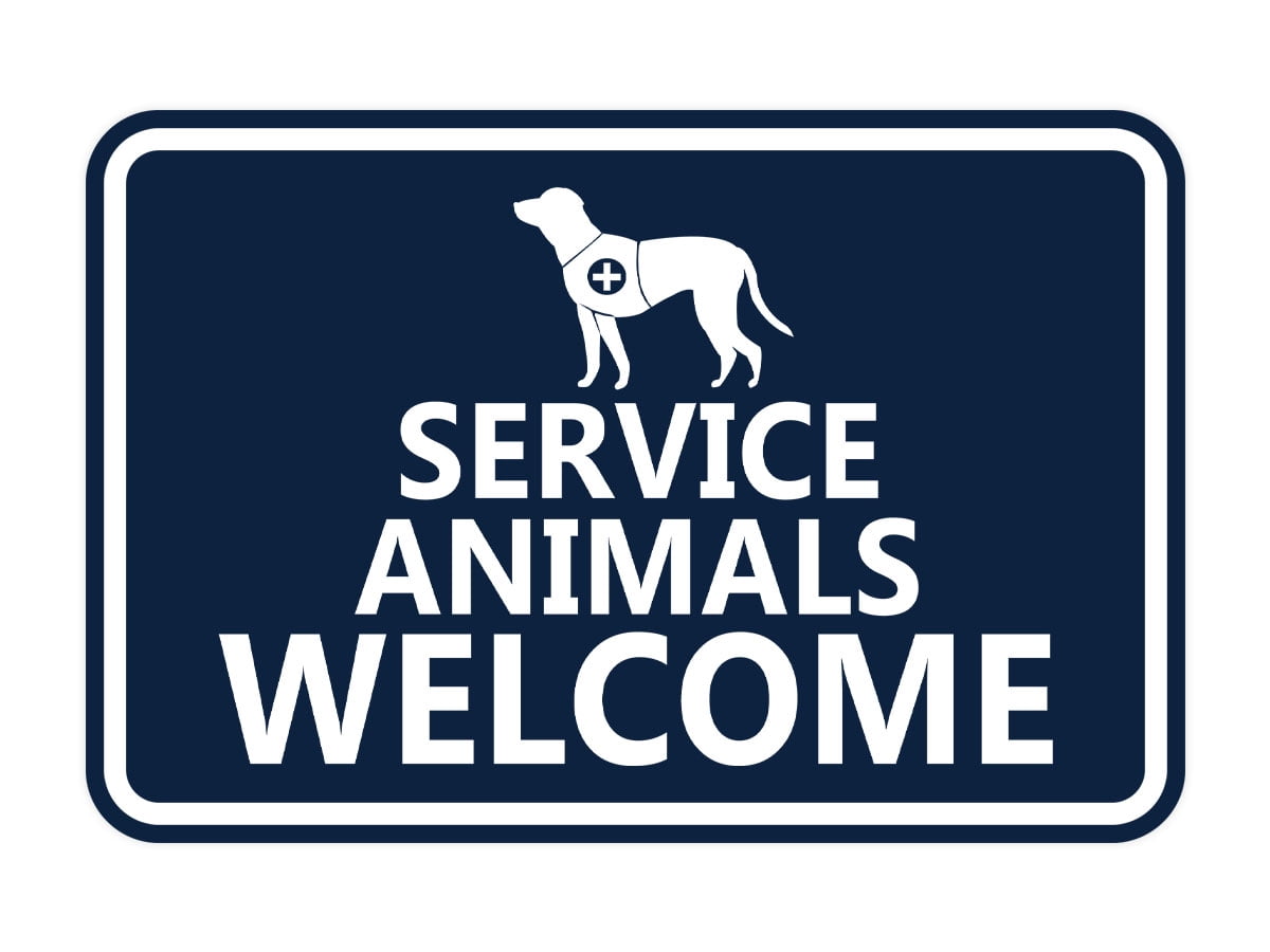 Signs ByLITA Classic Framed Service Animals Welcome Sign (Navy Blue ...