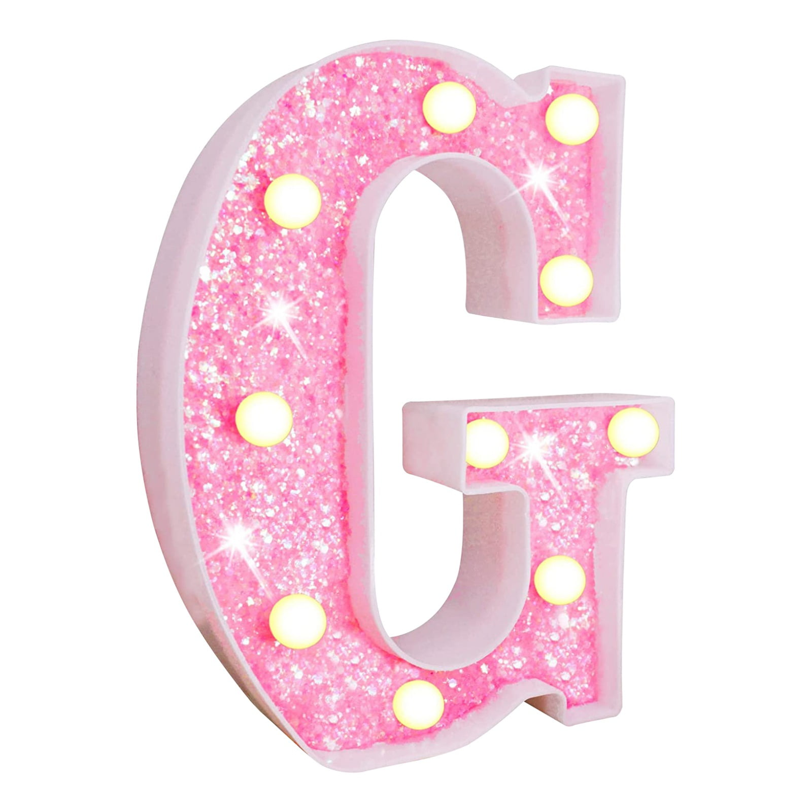 LED Letter Lights Sign Light Up Pink Letters Glitter Alphabet Letter ...