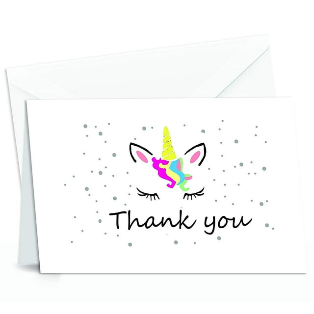 Unicorn Thank You Cards - 4x7 Inches of 50 Blank Card Notes with ...