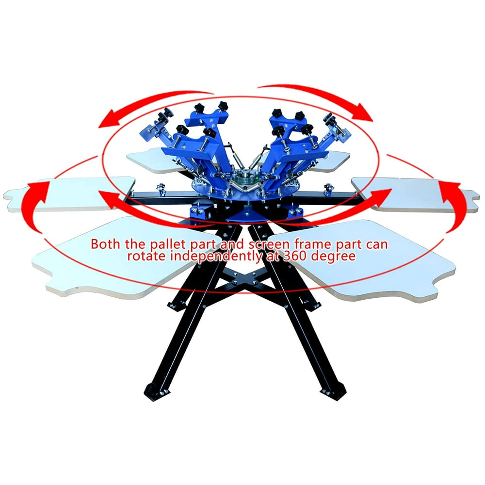 Techtongda 6 Color Silk Screen Printing Press 6 Station Silk Screen ...