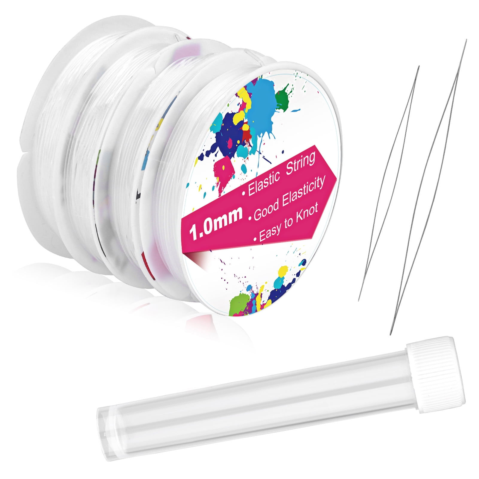 Jupean Elastic Stretch Thread, with Big Eye Bead Needles and Needle ...