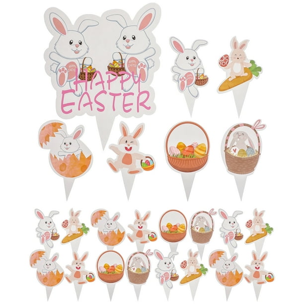 25Pcs Easter Themed Cupcake Toppers Adorable Bunny Cupcake Toppers ...