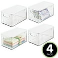 mDesign Stackable Kitchen Storage Bins with Lids and Handles ...