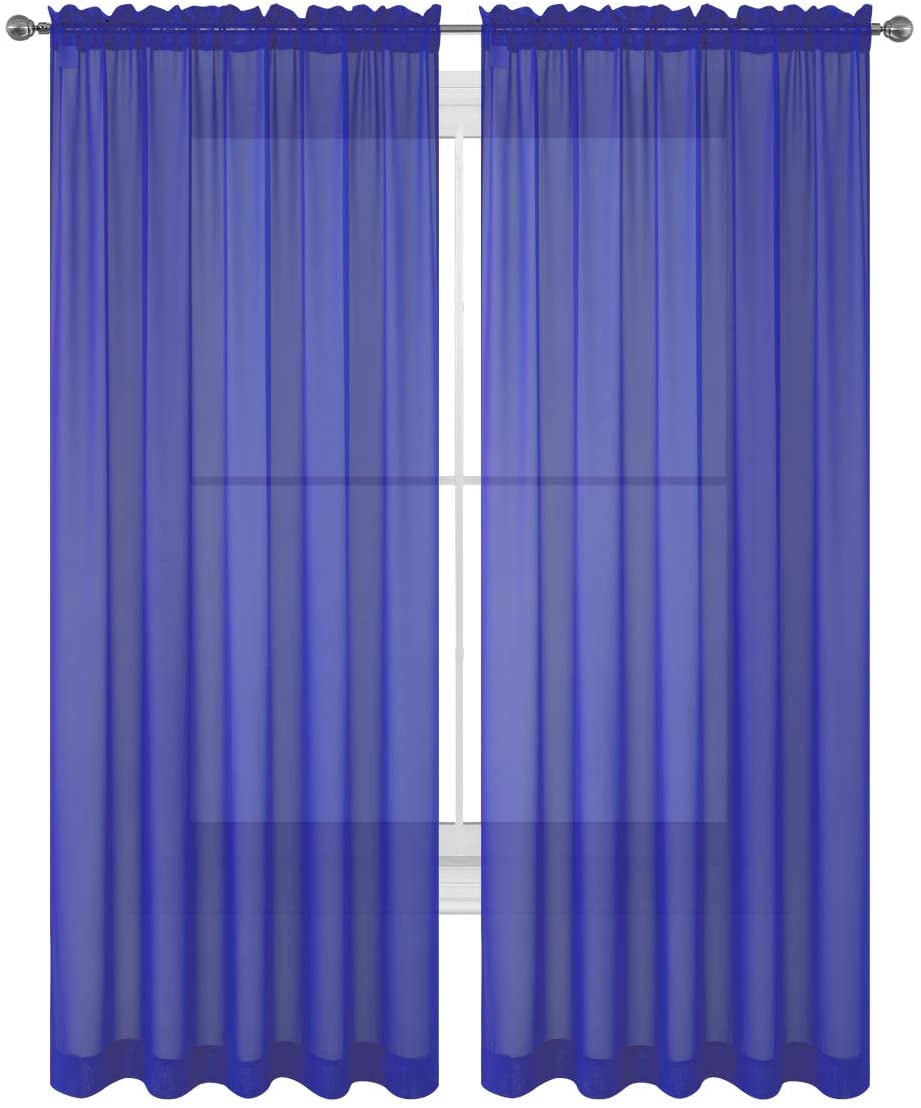 Royal Blue Drape/Panels/Scarves/Treatment Beautiful Sheer Voile Window ...