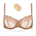 Wingslove Womens Sexy Lace Sheer Bra Demi Mesh Balconette See Through