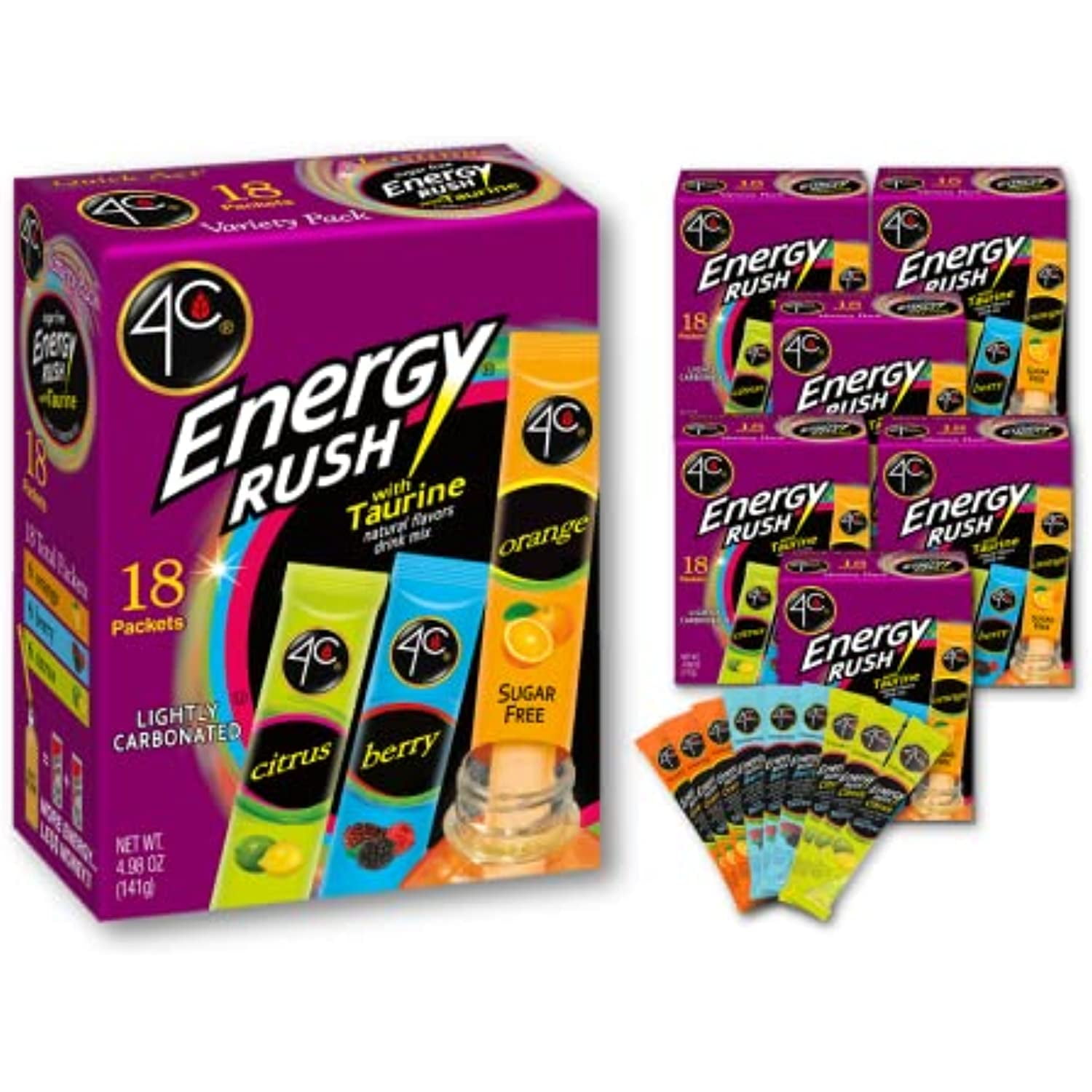 4C Energy Rush Stix, Variety 6 Pack, 18 Count, Single Serve Water ...