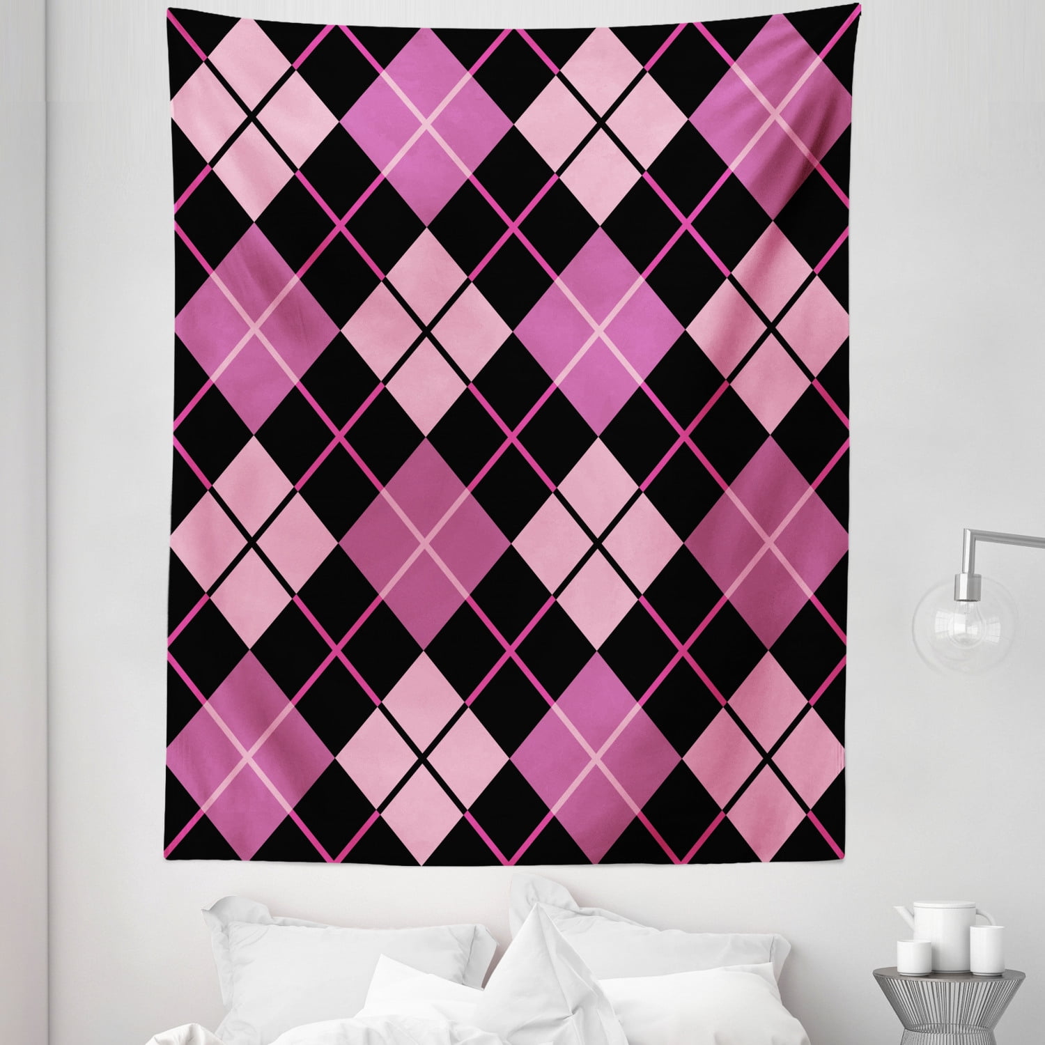 Checkered Tapestry, Crosswise Striped Mosaic Pattern Squares Retro ...