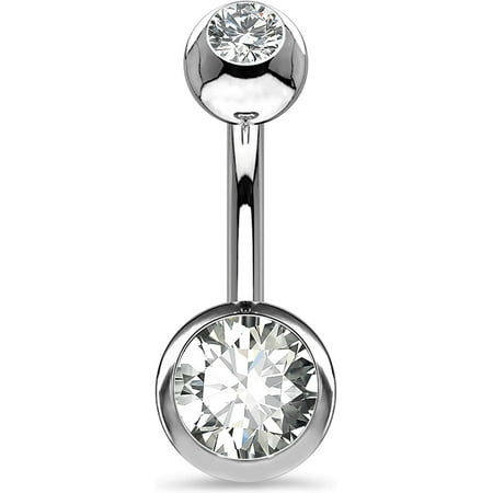 10 mm Navel Piercing Titanium Navel Balls Short long Bars Double Gem ...