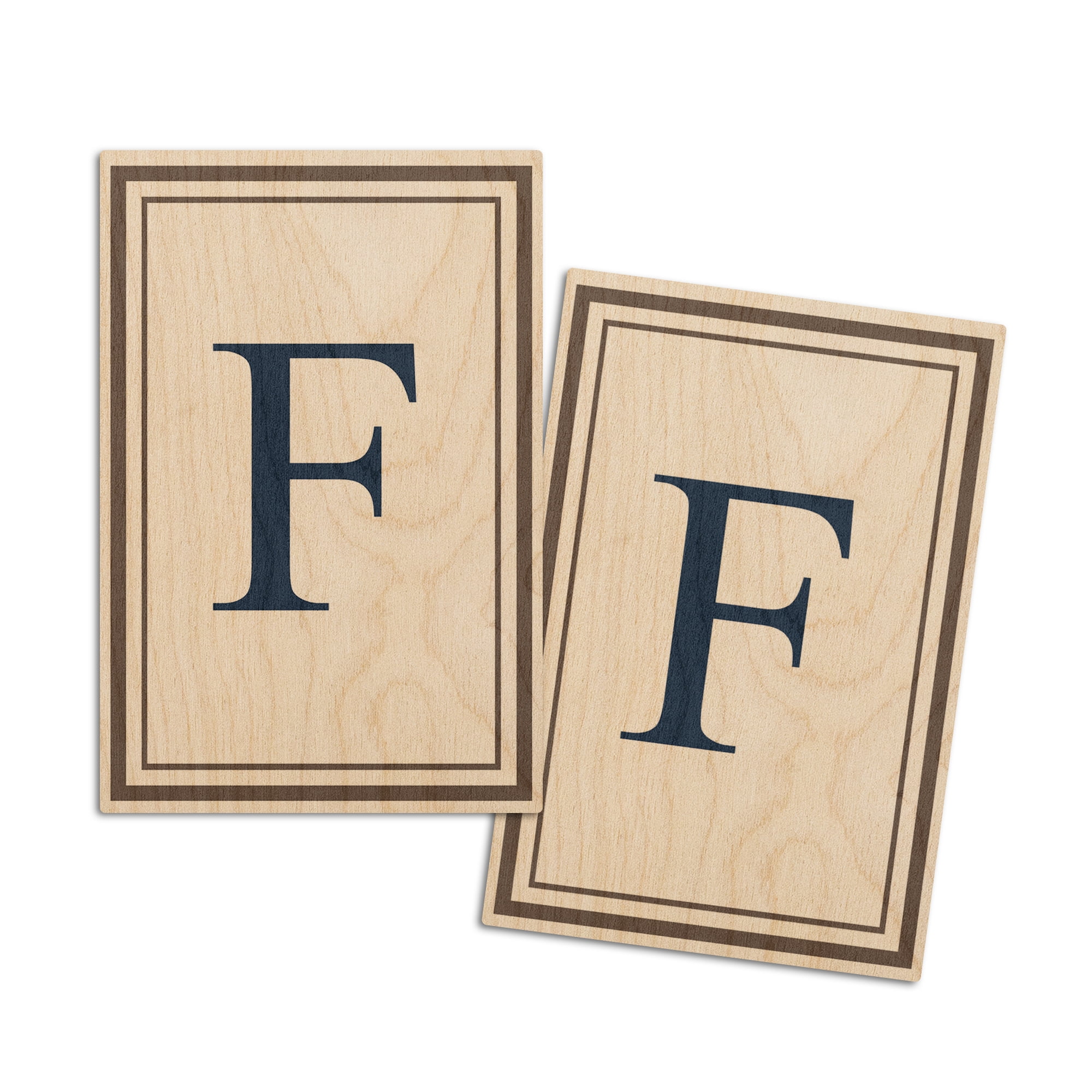 Monogram, Estate, Gray and Blue, F (4x6 Birch Wood Postcards, 2-Pack ...