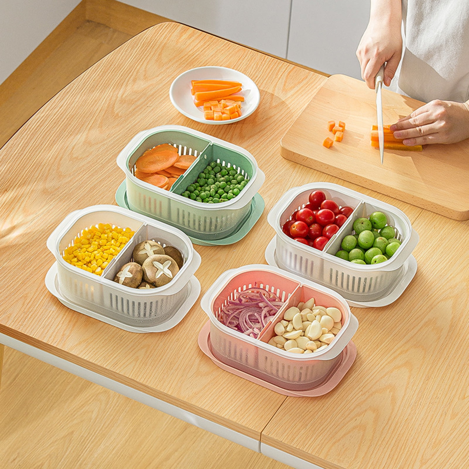 kiskick Separation Design Food Storage Box with Drain Tray - PP BPA ...