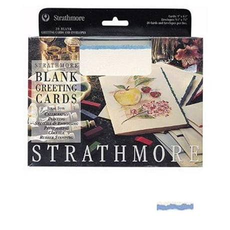 Strathmore ST105-35 Blank Greeting Cards Deckle Edge - White with Blue ...