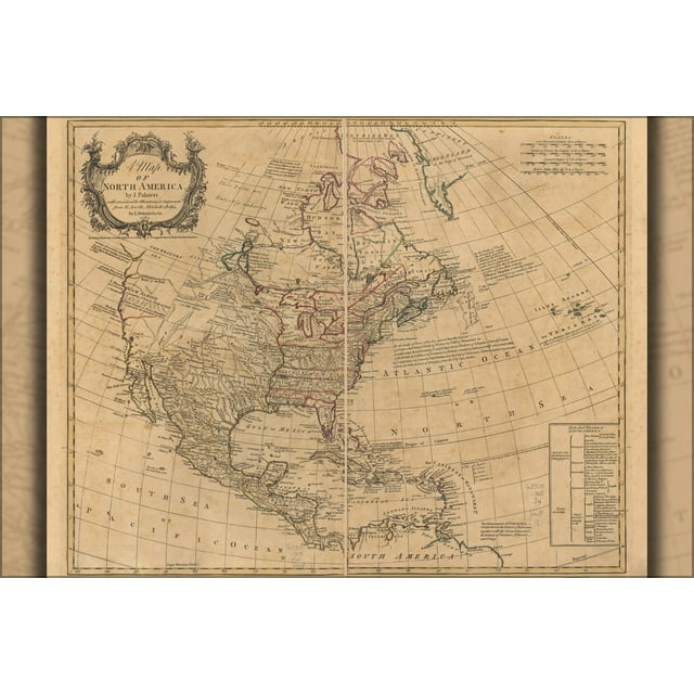 24"x36" Gallery Poster, map of North America 1765 pre united states p2 ...