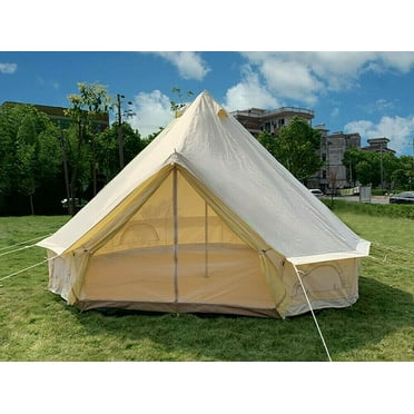 7’x7’x6.5’Outdoor Cotton Canvas 2-3 Person Bell Teepee Tent with Double ...