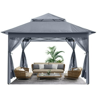 Pemberly Row Square Gazebo with Drapes in Ruby Red - Walmart.com