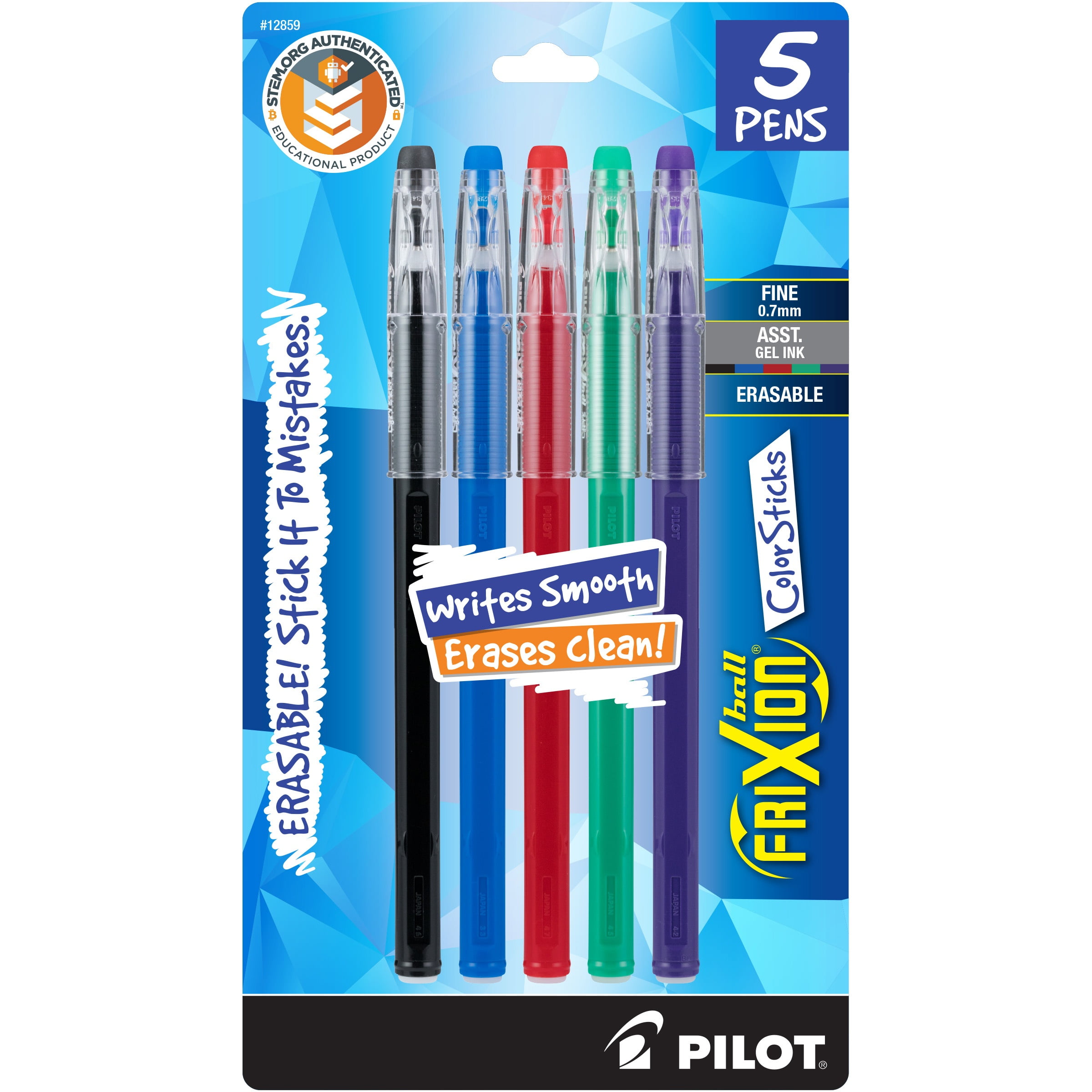 Pilot FriXion Ball Color Sticks Erasable Gel Pens 5/Pkg-Assorted Colors ...