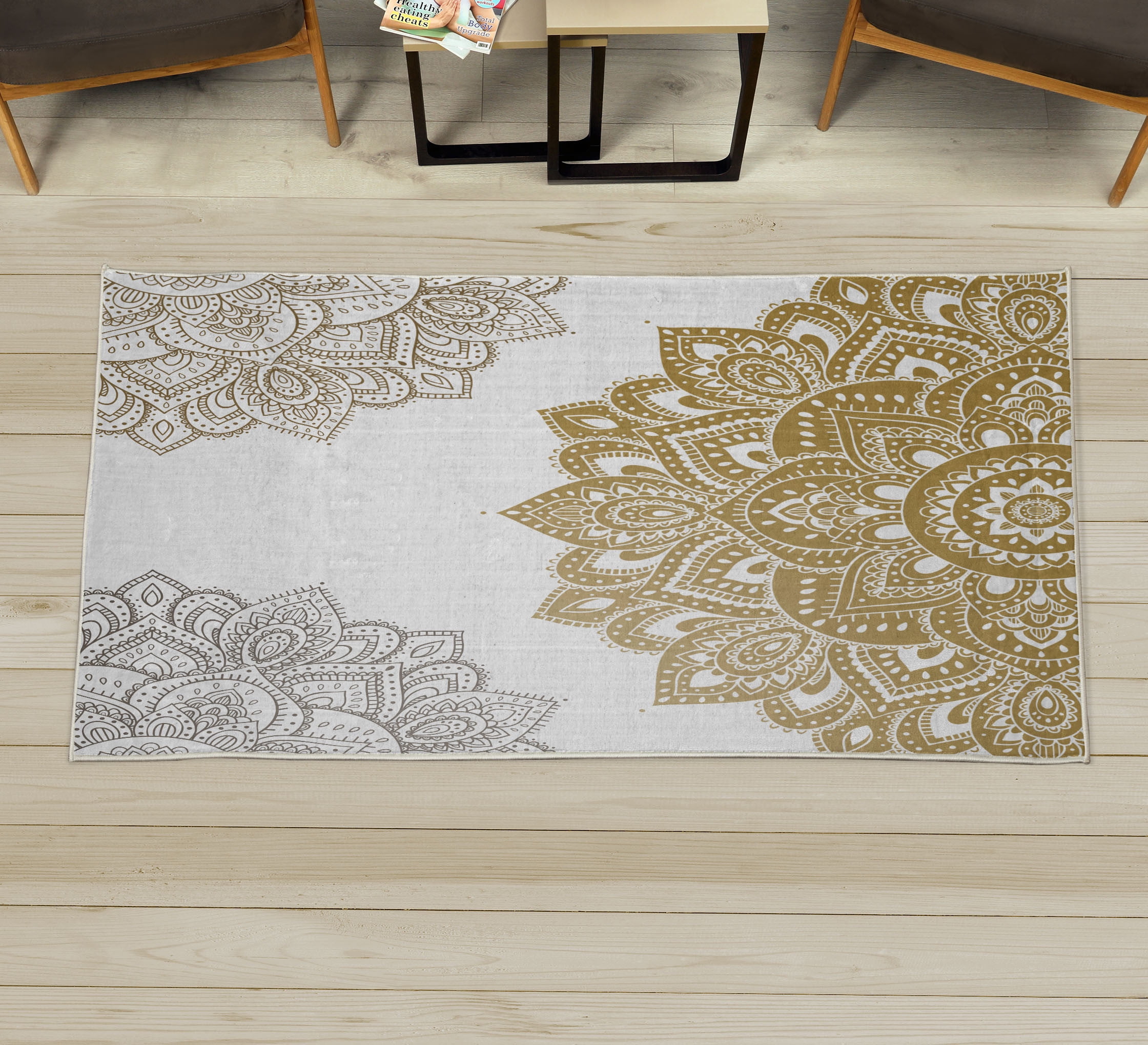 Flora Decorative Rug, South Mandala Design Vibrant Color Ornamental ...
