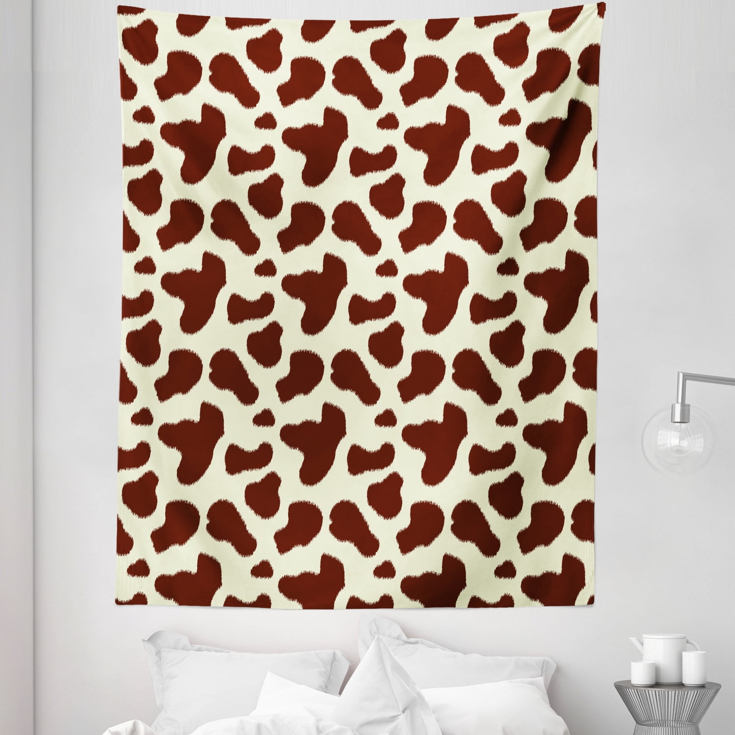 Cow Print Tapestry, Cattle Skin with Brown Spots Agriculture Cow Oxen ...
