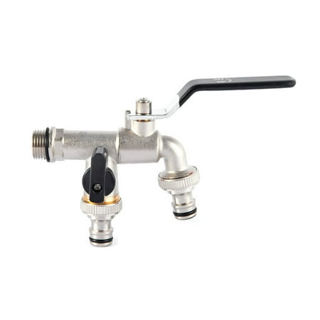 Clairlio 1/2 inch Double Outlet Water Tap Brass Hose Connector Garden ...