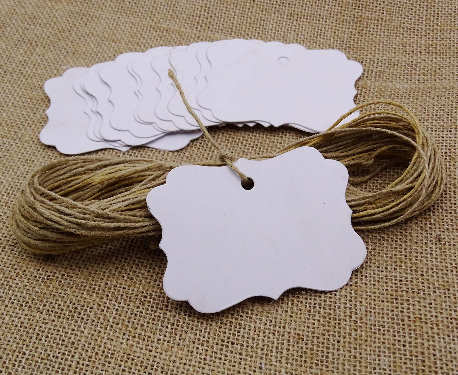 100 Pcs Scallop Edges Cardstock Hang Tag Wedding Party Favor Gift Tags ...
