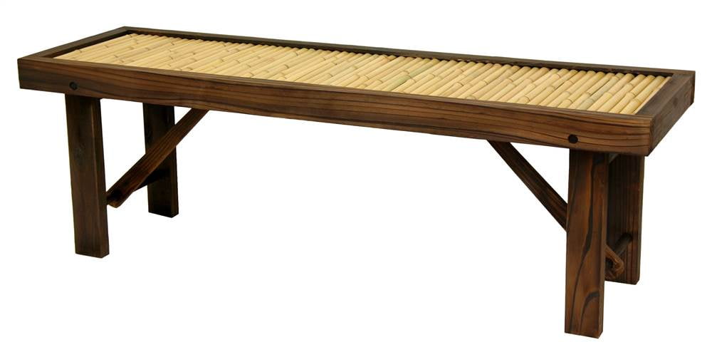 Oriental Furniture Japanese Bamboo Bench with Wood Frame - Walmart.com