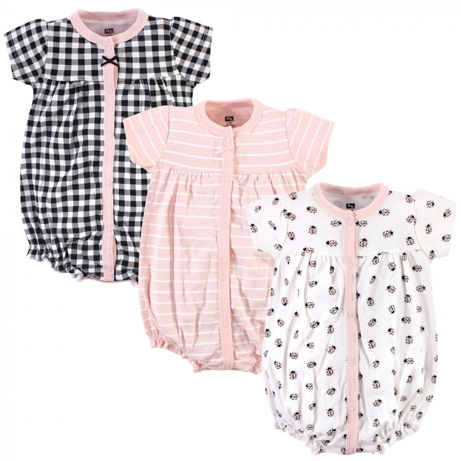 Hudson Baby Infant Girl Cotton Rompers 3pk, Ladybug, 18-24 Months ...