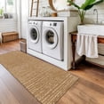 Brown 2 Pieces Non-Slip Kitchen Mat Set, White Dots and Lines Fiber ...