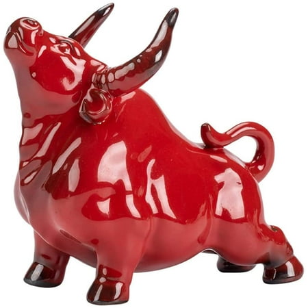 Ceramic Zodiac Ox Ornament Bull Figurine Feng Shui Prop Desktop Cow Ox ...