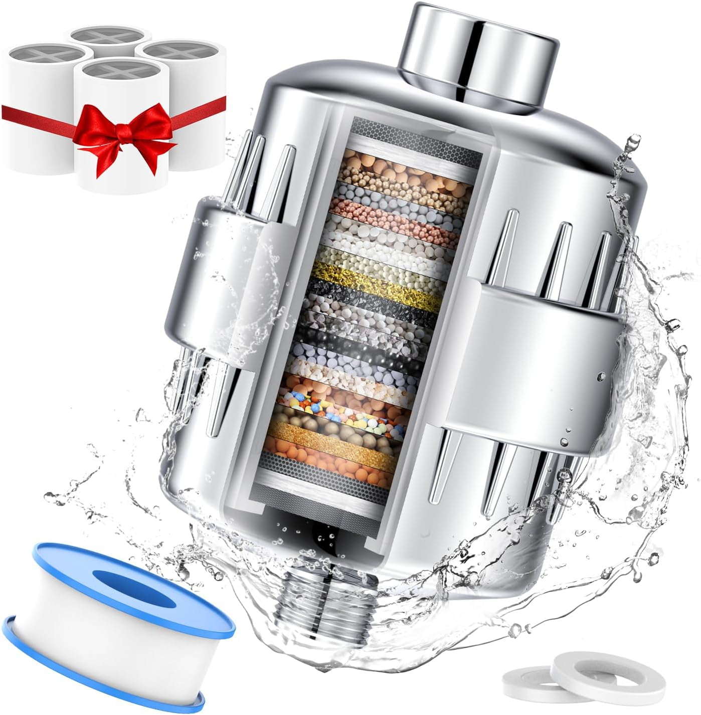 24 Stage Shower Water Filter - High Output Softener to Remove Chlorine ...