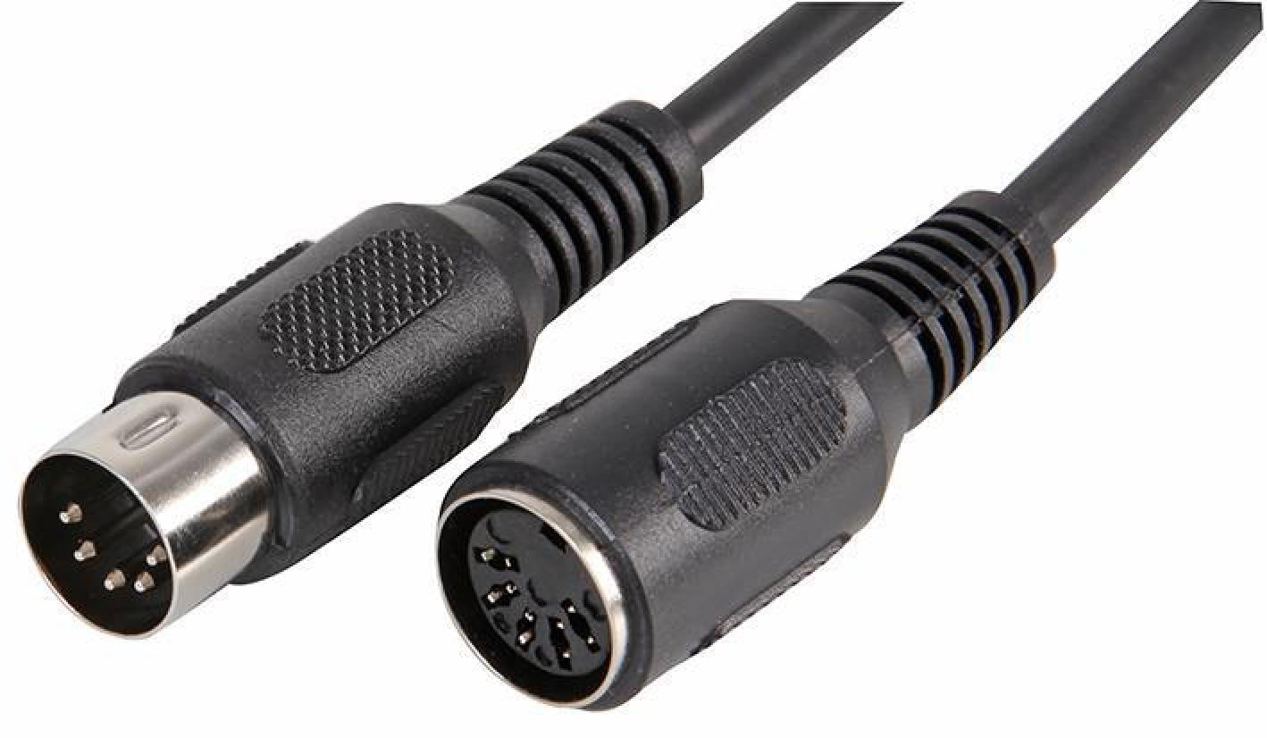 PRO SIGNAL - 5 Pin 180 Degree Male to Female DIN Lead, 1.2m Black ...