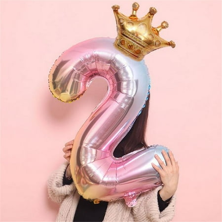 Crown Number Foil Balloons Number Ballon Happy Birthday Party ...