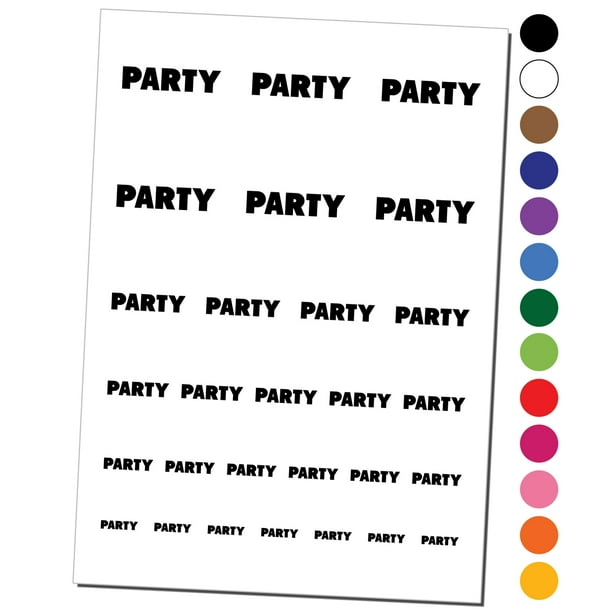 Party Bold Text Water Resistant Temporary Tattoo Set Fake Body Art ...