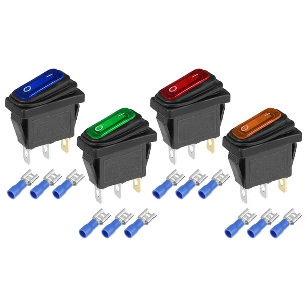 Unique Bargains Interior 1 Set DC 12V-24V/20A LED Rocker Switch On-Off ...