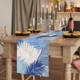 Blue Grey Palm Leaves Table Runner Summer Tropical Plants Botanical ...
