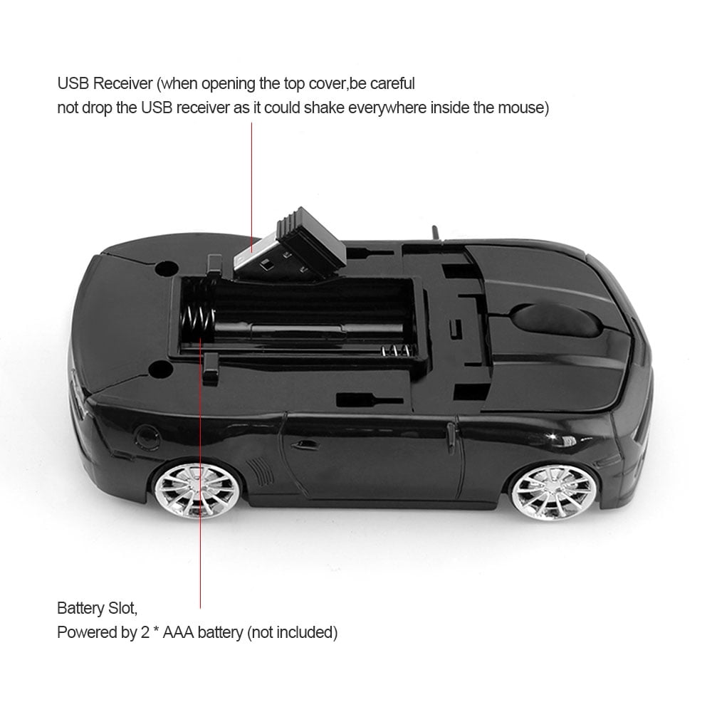 Wireless Car Mouse, 2.4G Optical Mice with LED USB Receiver-Black ...