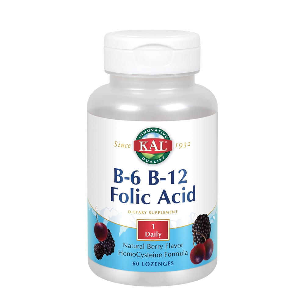 KAL B-6, B-12, and Folic Acid Lozenges | Natural Berry Flavor | Vitamin ...