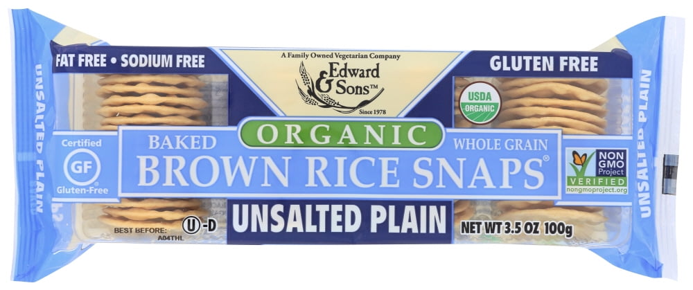 Edward And Sons Brown Rice Snaps Unsalted Plain, 3.5 oz - Walmart.com