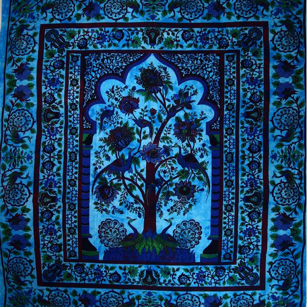 Blue Tree of Life Peacock Tapestry - Walmart.com
