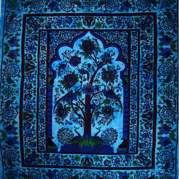 Blue Tree of Life Peacock Tapestry - Walmart.com