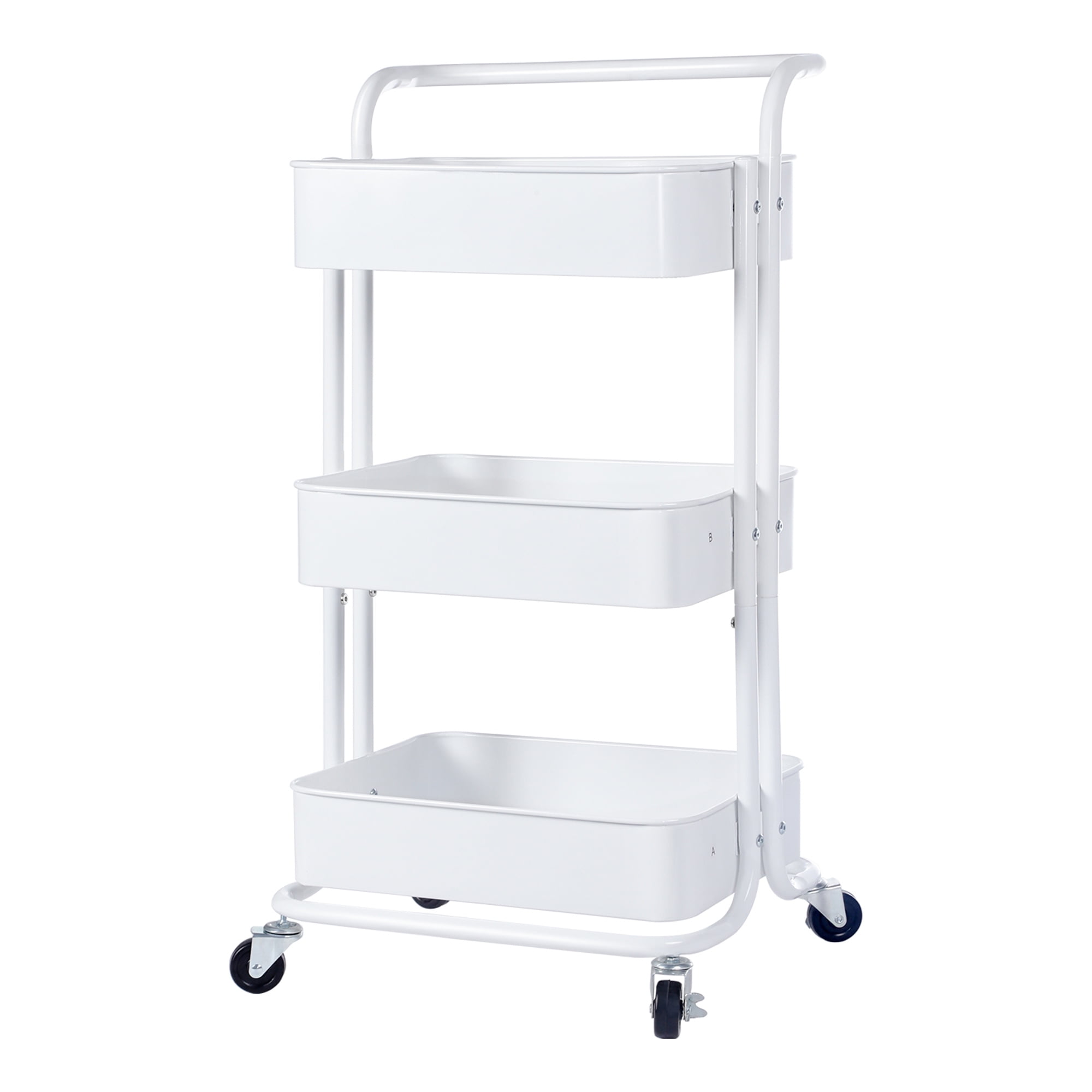 Cfowner 3-Tier Rolling Utility Cart, Multifunction Metal Cart, Heavy ...