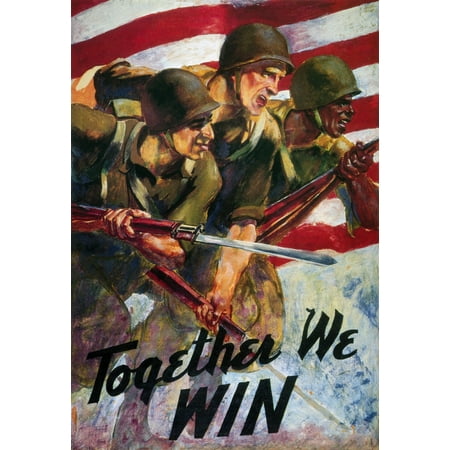 Wwii: Biracial Unity Poster. /N'Together We Win': American World War Ii ...