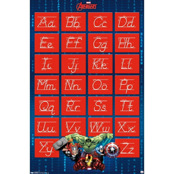 Marvel Comics - Avengers - Alphabet - Write Letters Wall Poster, 14.725 ...