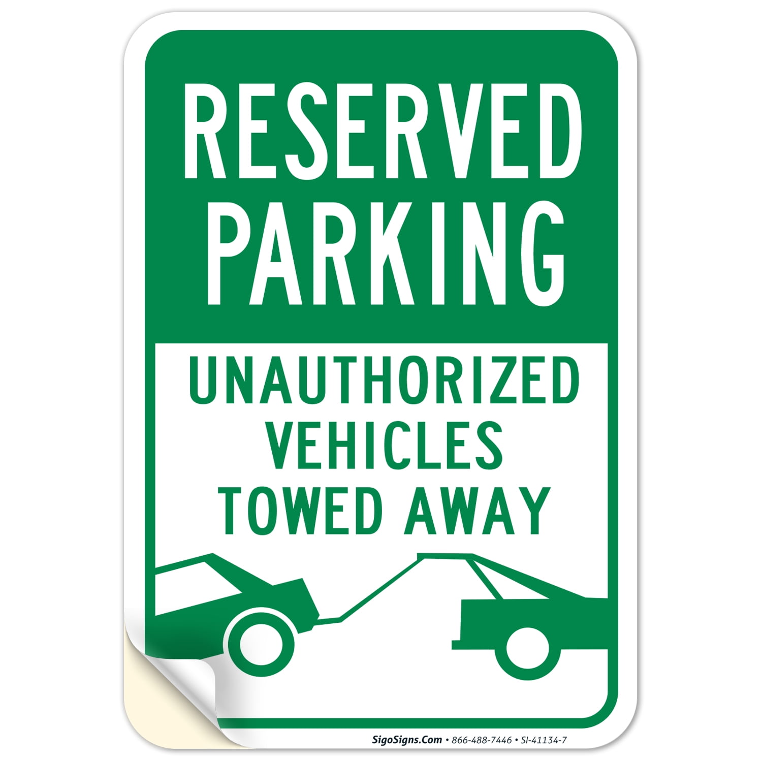 Reserved Parking Unauthorized Vehicles Towed Away, 10x7 Vinyl Sticker ...