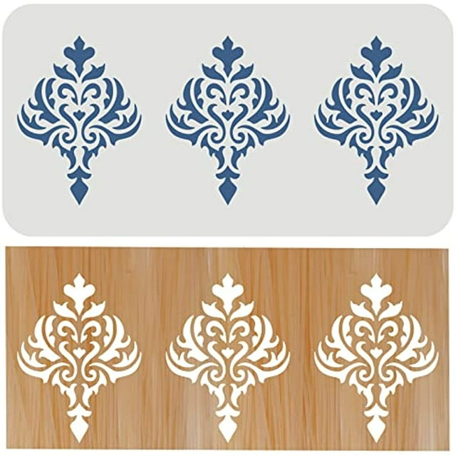 Damask Stencil 11.8x5.9 inch Classic Wall Borders Damask Stencil ...