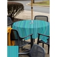 Blue Stripes Square Outdoor Tablecloth with Umbrella Hole Abstract ...