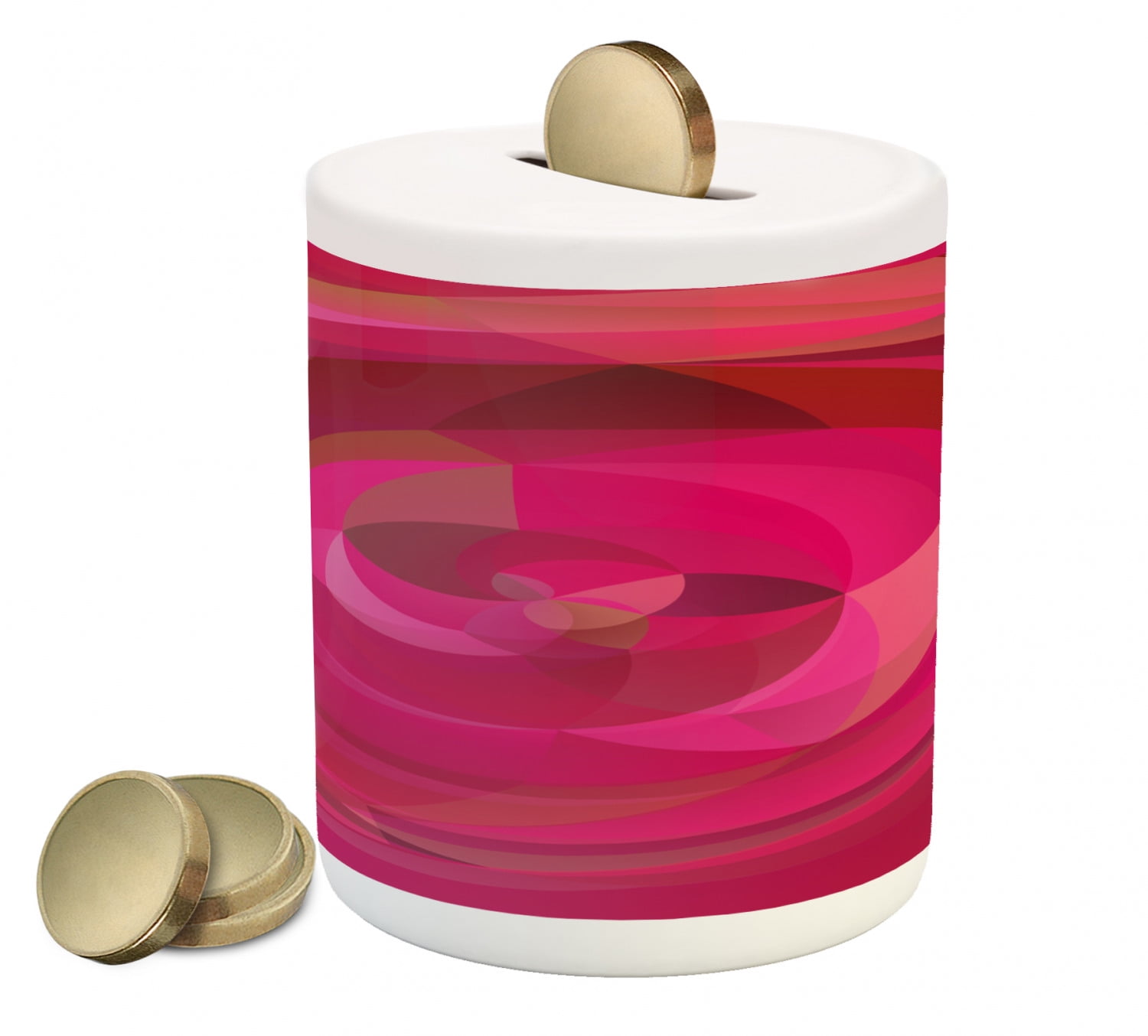 Hot Pink Piggy Bank, Rose Inspired Abstract Vortex Swirls Shapes in ...