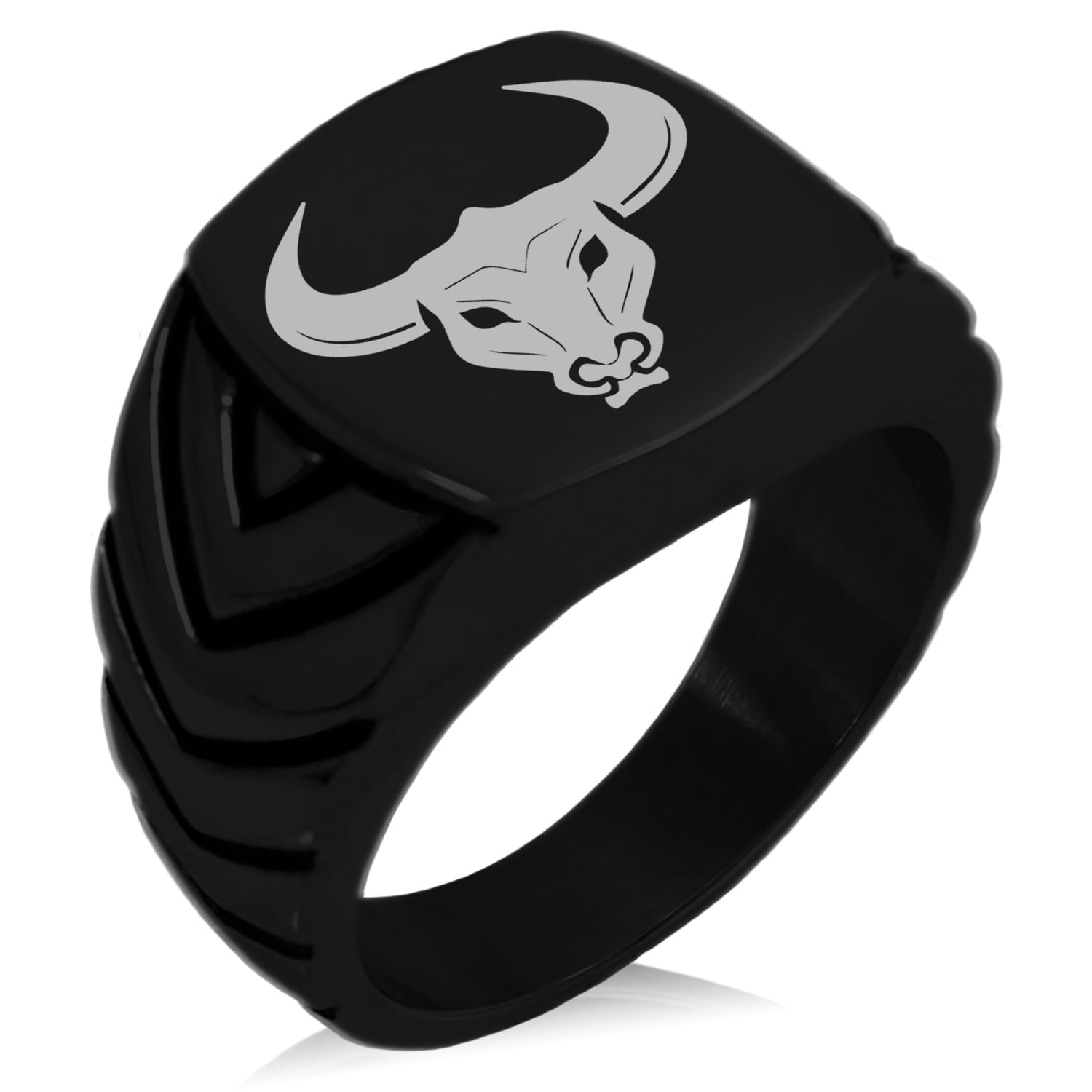 Stainless Steel Greek Mythology Minotaur Chevron Pattern Biker Style ...