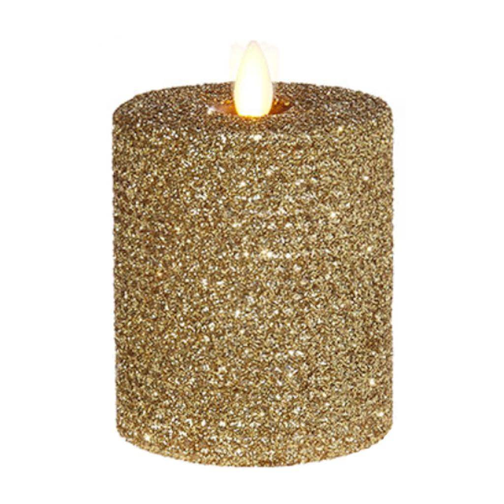 Liown 38104 - 3.25" x 4" Gold Honeycomb Glittered LED Pillar Candle ...