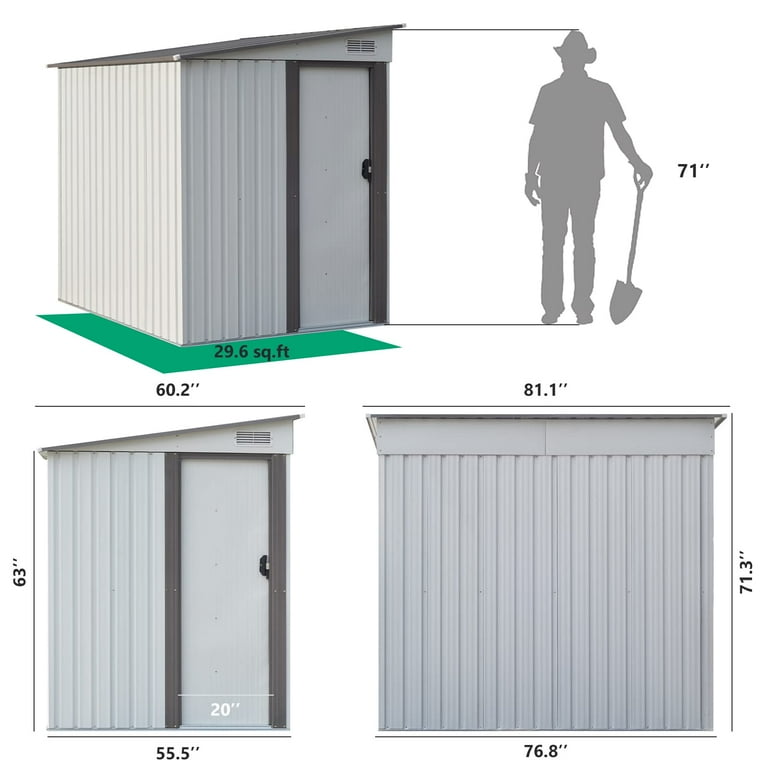 7x5 Ft Outdoor Storage Shed With Sliding Lockable Door And, 48% OFF